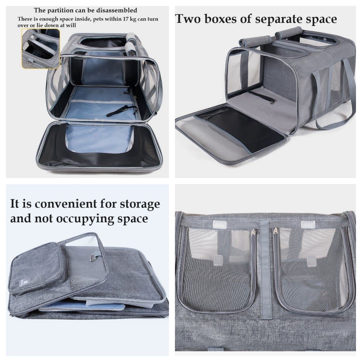 A-PET Double Pet Carrier Expandable Collapsible Lightweight – Open Box ...
